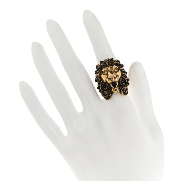 Gucci | Jewelry | Gucci Lion Head Brass Ring With Stone | Poshmark